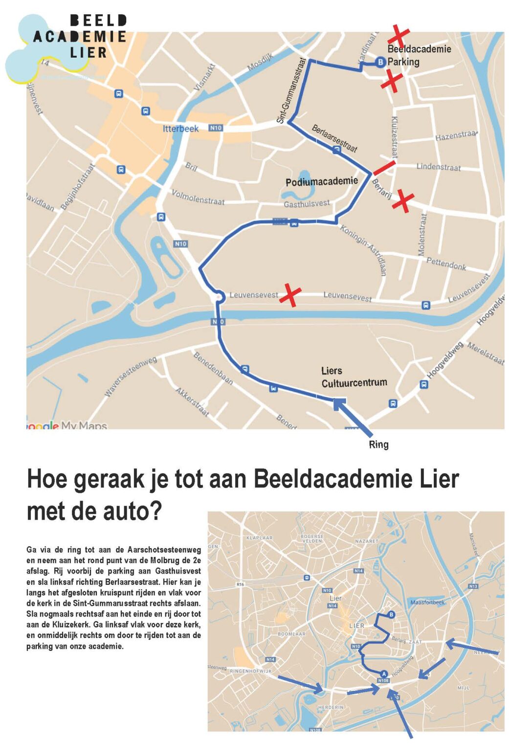 met de auto naar de academie vind je weg